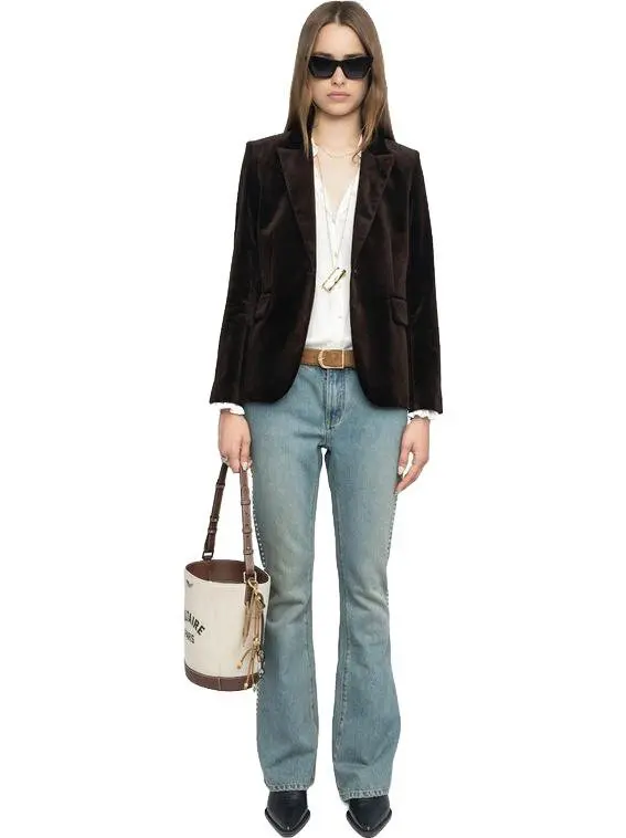 Zadig&Voltaire Vavy Velvet Blazer - Brown / Pink / Yellow