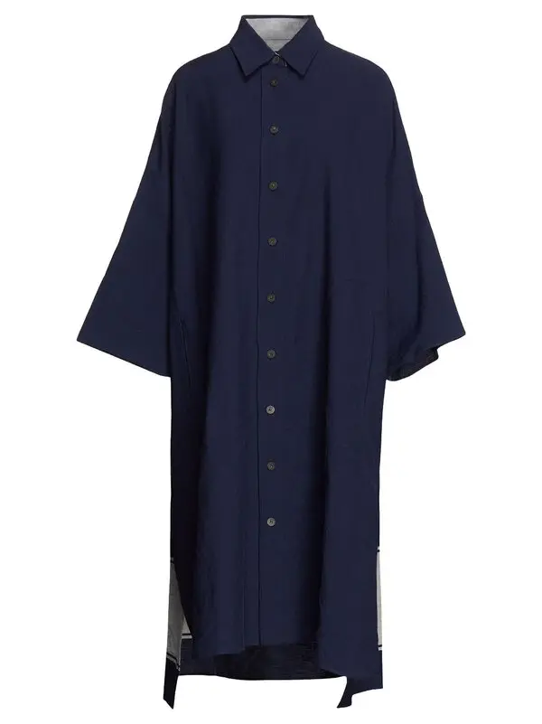 JOSEPH Oversized Printed Cotton And Linen-blend Twill Midi Shirt Dress - Navy