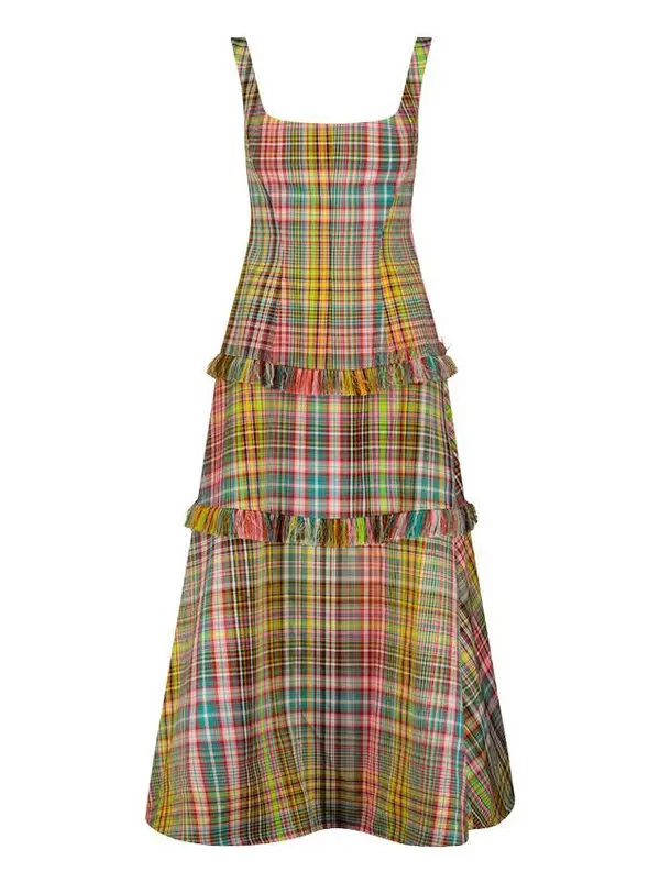 Lela Rose Handloomed Plaid Full Skirt Dress - Stripe