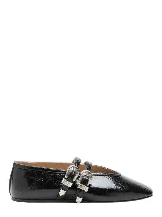 Le Monde Beryl Ballet Claudia Naplack Leather Slipper - Black