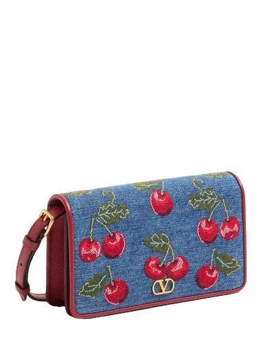Valentino Garavani Vlogo Signature Mini Shoulder Bag With Embroidery - Denim