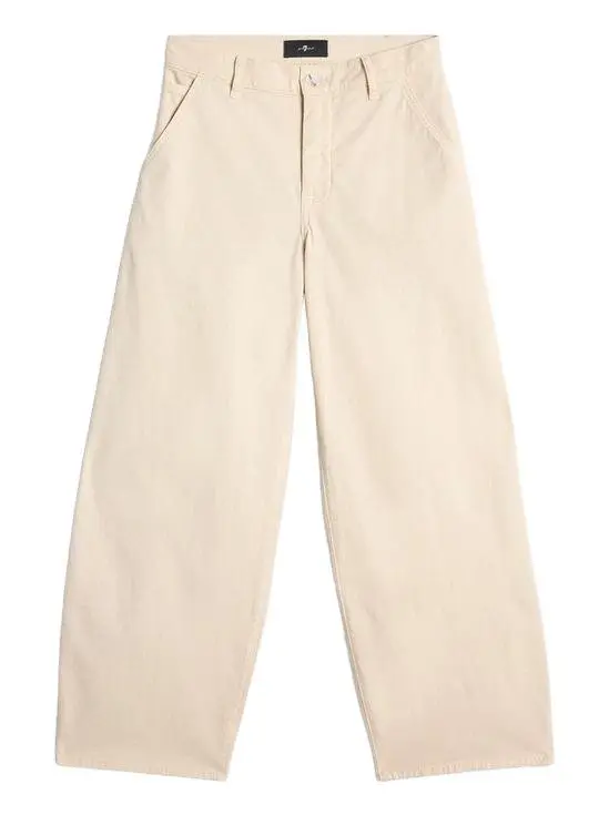 7 For All Mankind Comfort Twill Bonnie Barrel Leg Trousers - Neutral