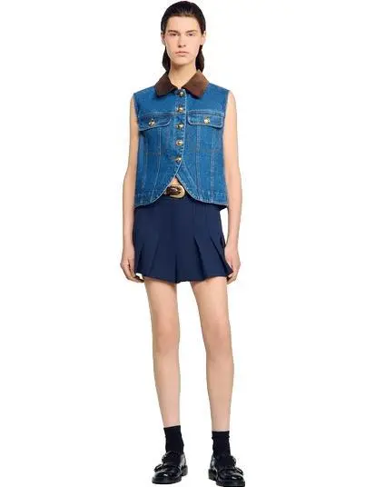 Sandro Sleeveless Denim Vest - Blue