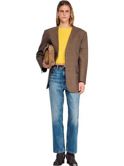 Sandro Oversized Checked Suit Jacket - Green
