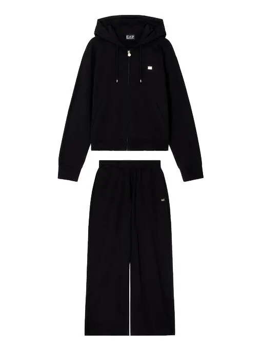 EA7 Core Lady Stretch-cotton Tracksuit - Black