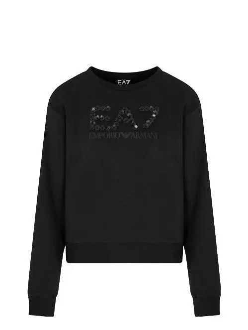 Emporio Armani Cotton-blend Crew-neck Sweatshirt - Black