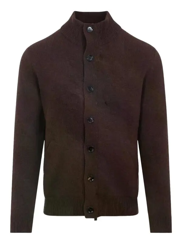 Brioni High-neck Buttoned Cardigan - Brown