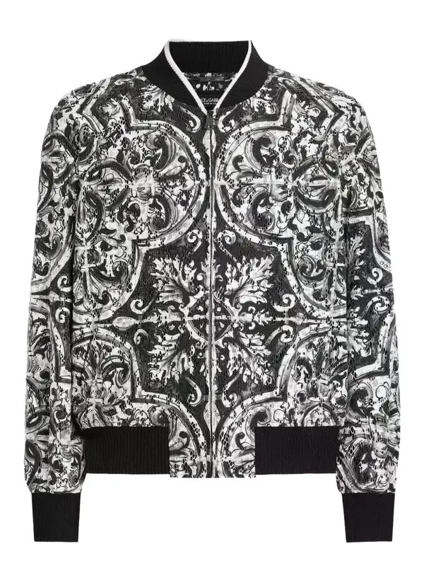 Dolce & Gabbana Silk Bomber Jacket - White