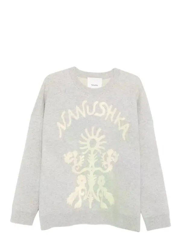 Nanushka Floral-embroidered Pullover Sweater - Grey