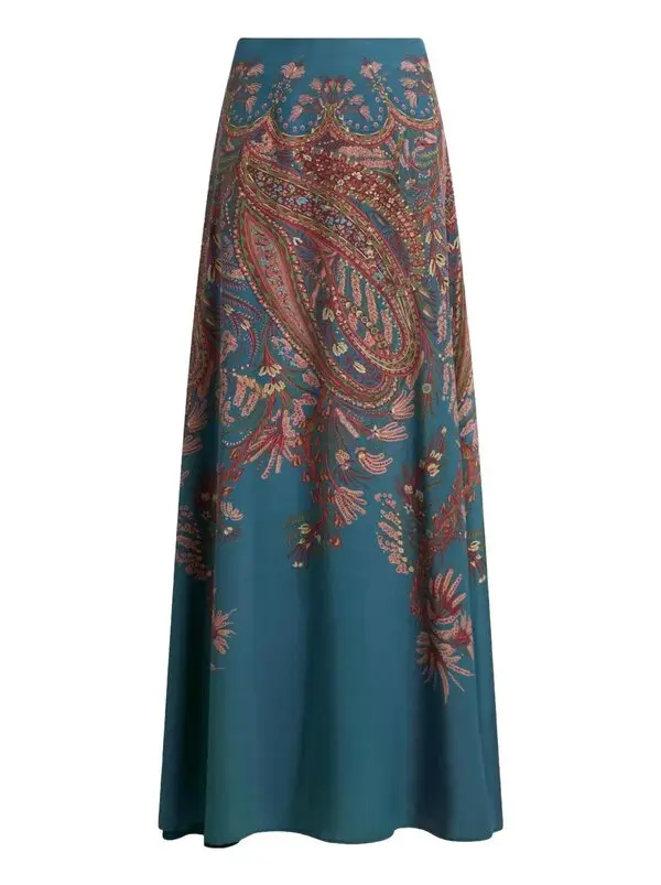 Etro Paisley-print Maxi Skirt - Blue