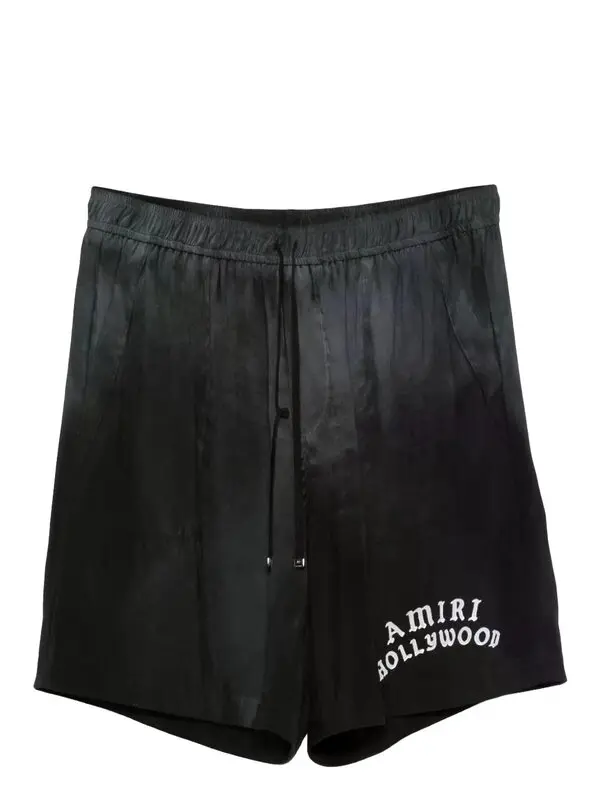 Amiri Logo-embroidered Silk Shorts - Black
