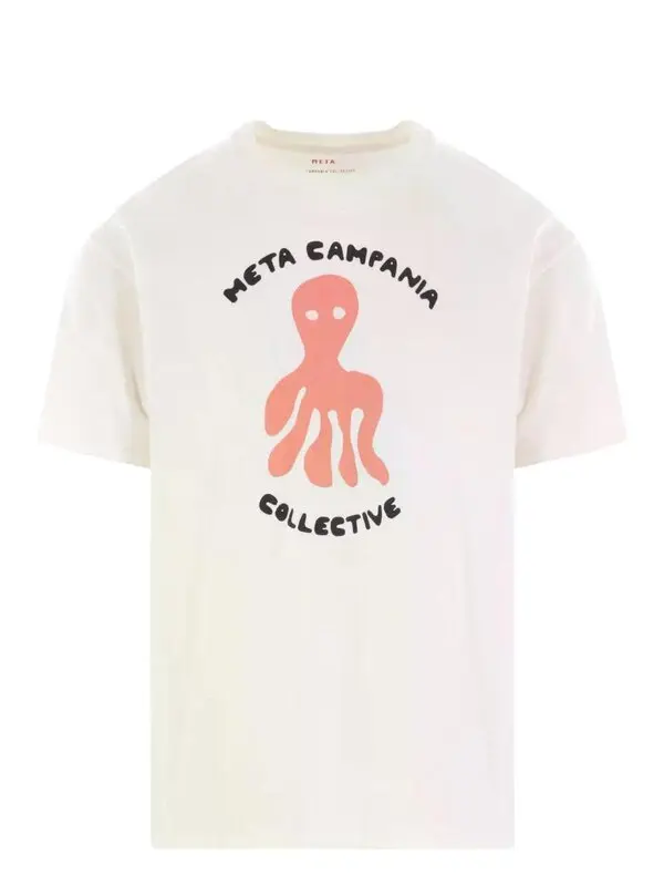 META CAMPANIA COLLECTIVE Peter Octopus-print Cotton T-shirt - Light And Natural