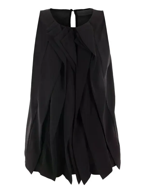 MARIA CALDERARA Draped Crew-neck Top - Black