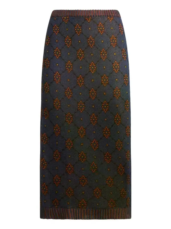 Etro Pattern Knit Midi Skirt - Blue