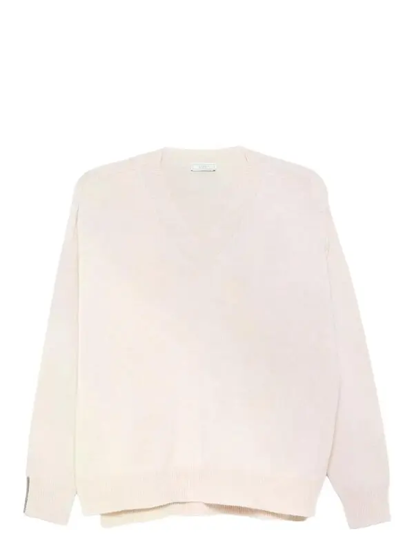 Peserico V-neck Cashmere Sweater - Neutrals