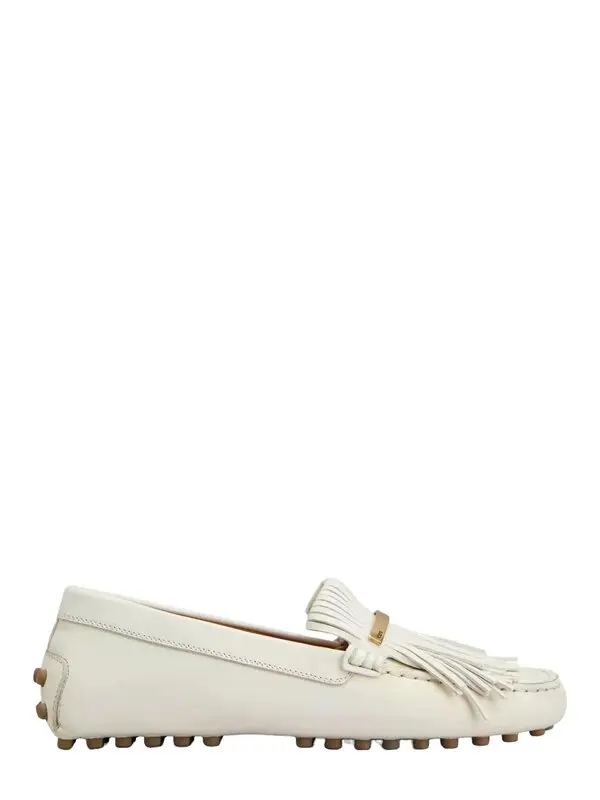 TOD'S Fringed Leather Loafers - White