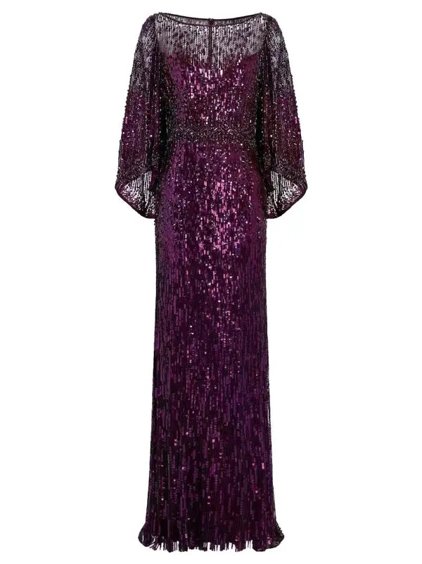 Jenny Packham Ines Sequin-embellished Maxi Dress - Purple