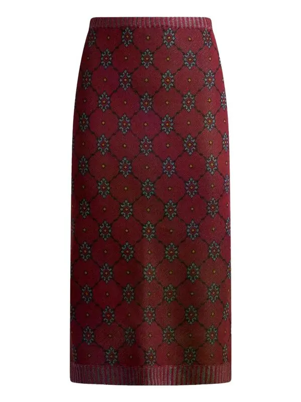 Etro Patterned Knit Midi Skirt - Red