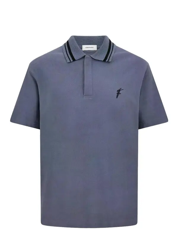 FERRAGAMO Piqué Polo Shirt - Blue
