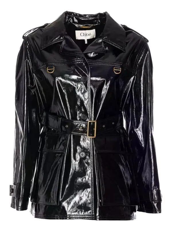 Chloé Belted Patent Jacket - Black
