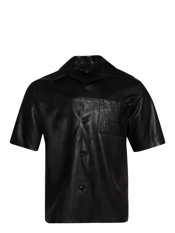 Amiri Ma Embroidery Leather Shirt - Black