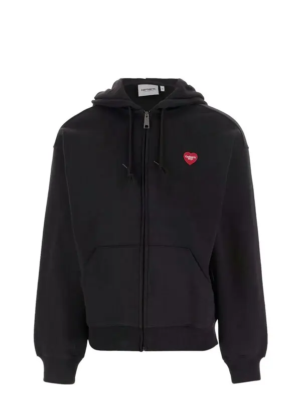Carhartt Work In Progress Heart-logo Zip-up Hoodie - Black