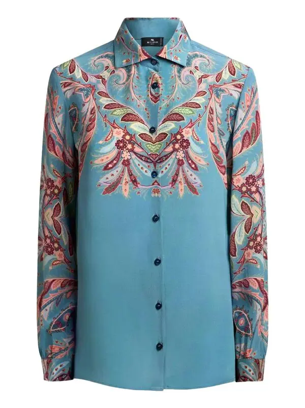 Etro Paisley-print Silk Shirt - Blue