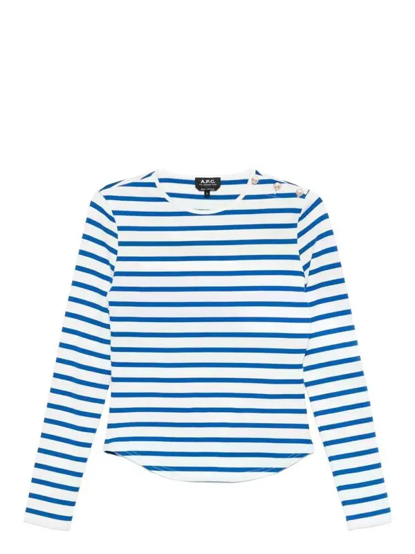 A.p.c. Striped Button-shoulder T-shirt - White