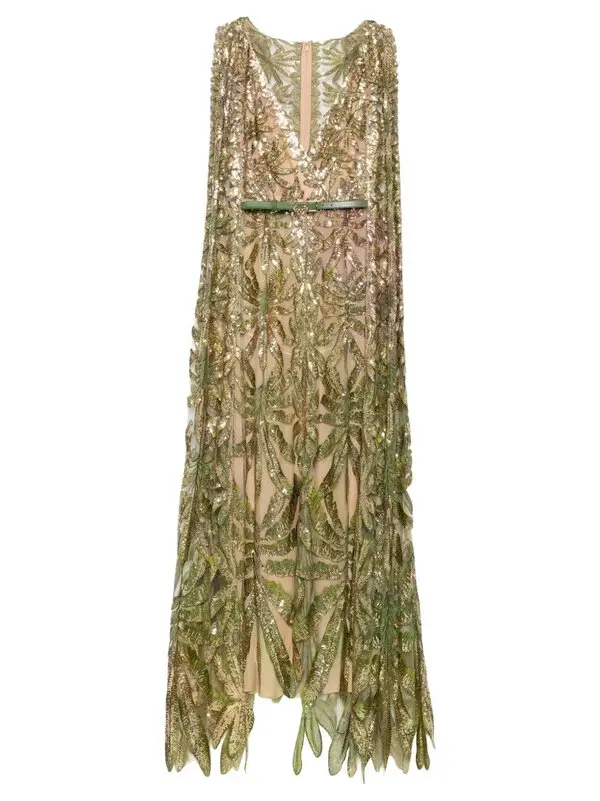 Elie Saab Embroidered Tulle Long Dress - Neutrals