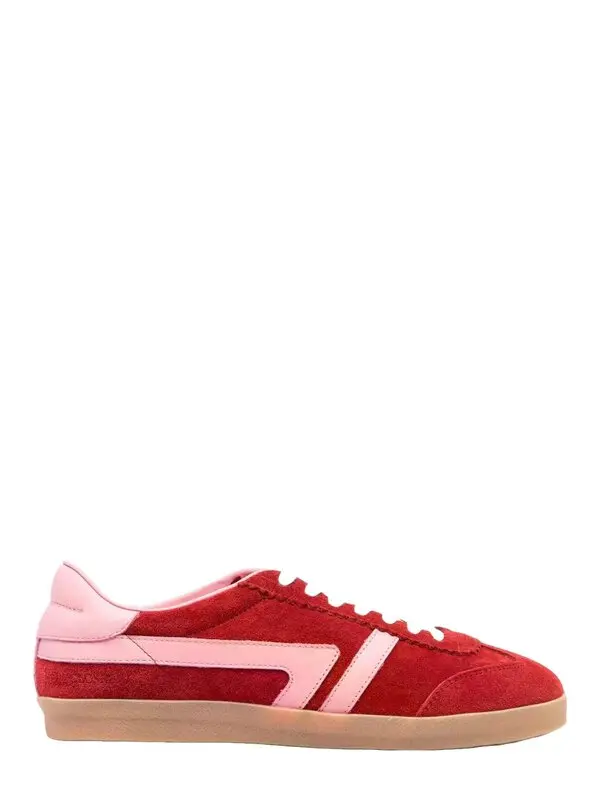 Closed Suede Panelled Sneakers - Red