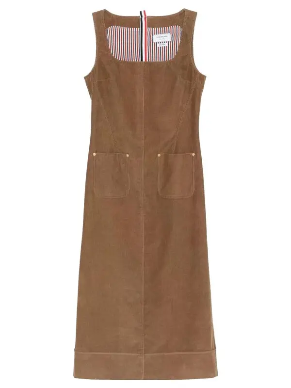 Thom Browne Corduroy Midi Dress - Brown