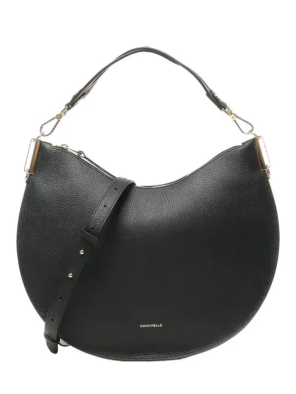 COCCINELLE Sunup Half-moon Leather Shoulder Bag - Black
