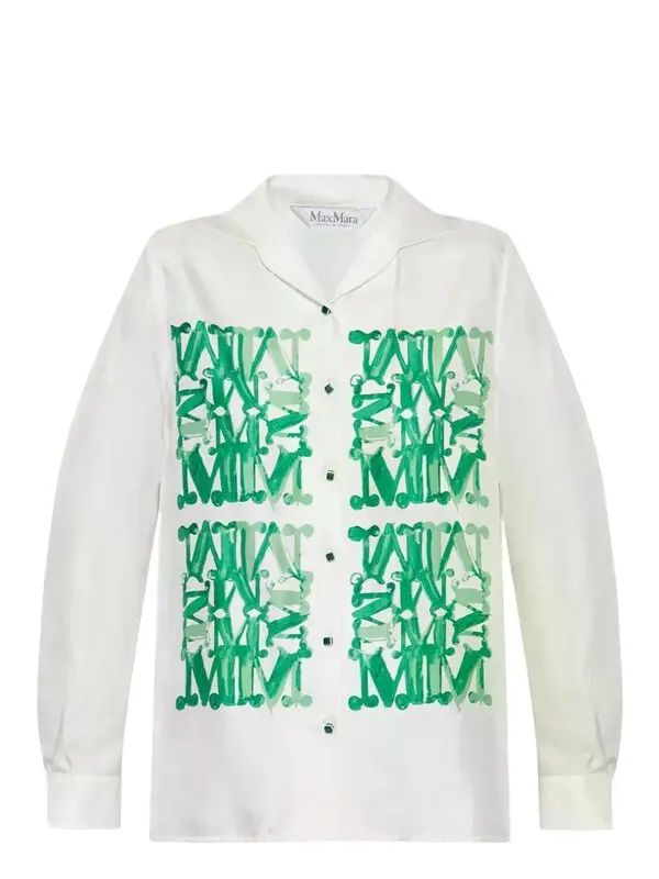 Max Mara Monogram Print Button-up Shirt - White