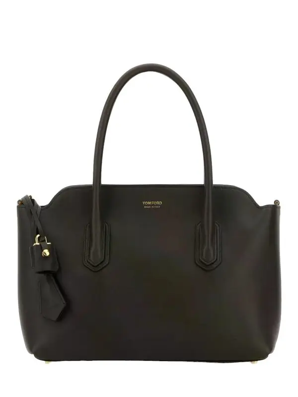 TOM FORD Medium Alexandre Leather Tote Bag - Brown
