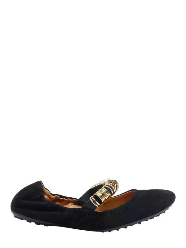 TOD'S Ring-detail Suede Ballet Flats - Black
