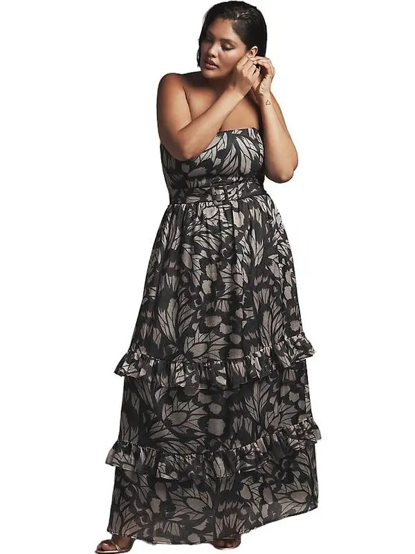 HUTCH Sleeveless Belted Maxi Dress - Black Butterfly Print