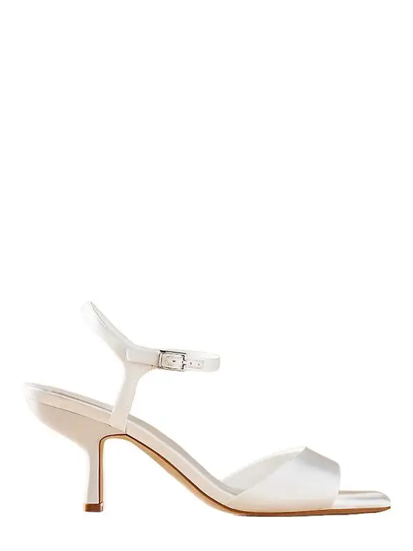 Jeffrey Campbell Fiora Square-toe Kitten Heels - White Satin