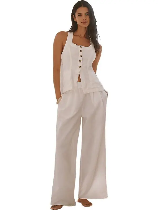 L*Space Palma Linen High-rise Wide-leg Pants - White