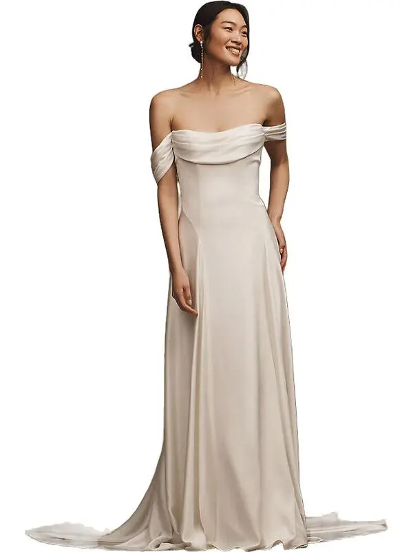 Jenny Yoo Lee Off-the-shoulder A-line Wedding Gown - Ivory