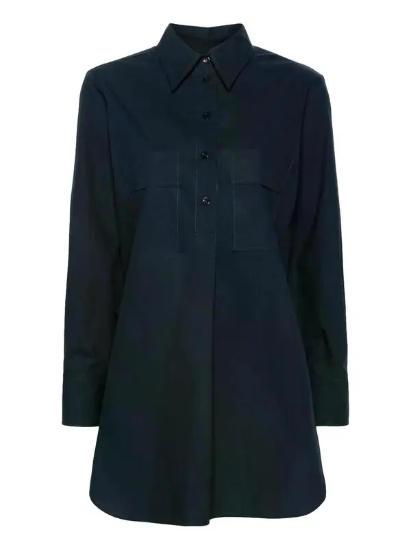 MODES Side-slit Poplin Shirt - Blue