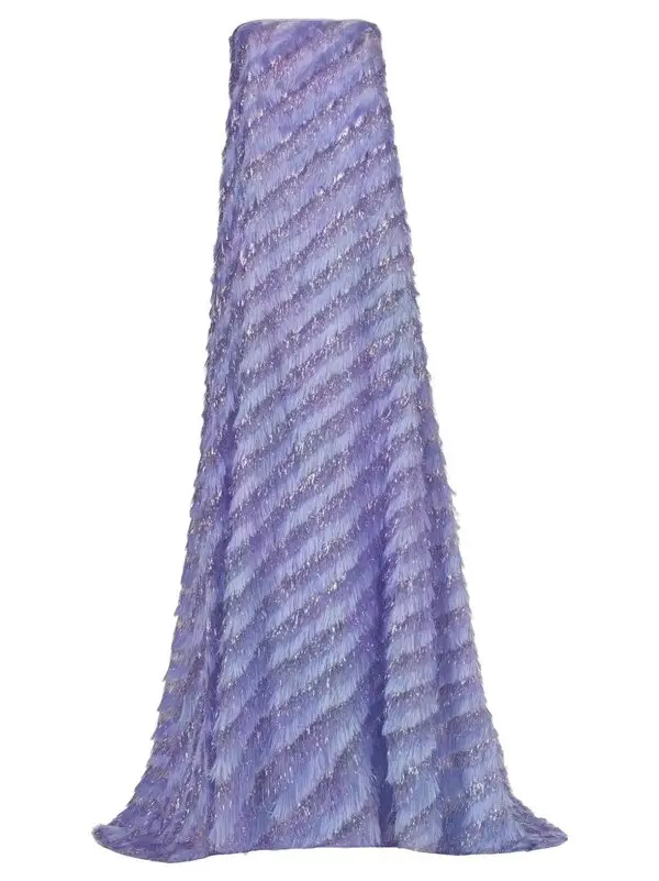 TALLER MARMO Anguila Strapless Fringe Maxi Dress - Purple