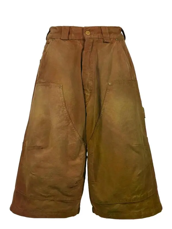 WILLY CHAVARRIA Cotton Wide-leg Shorts - Brown