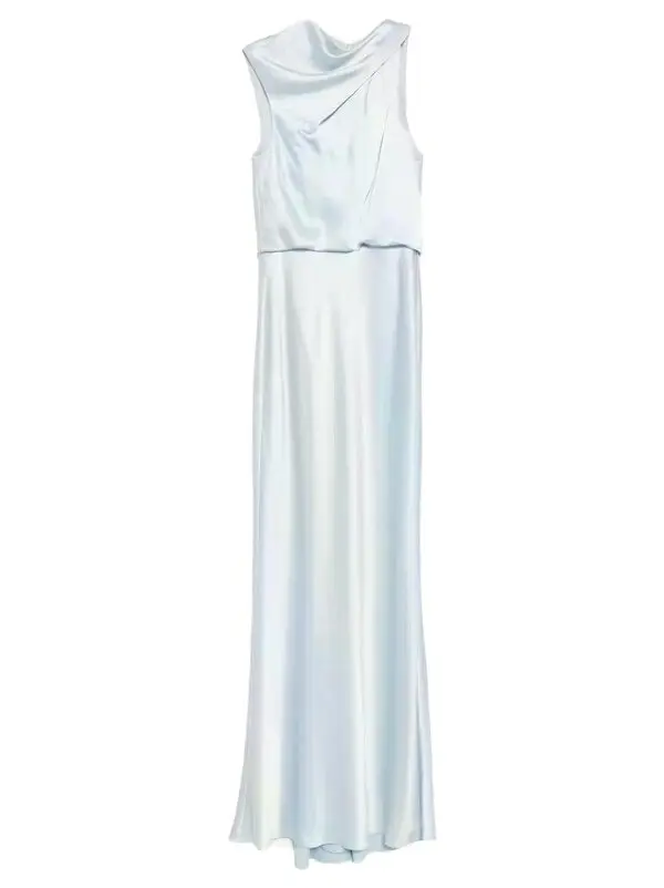 Amsale Satin Draped Dress - Blue
