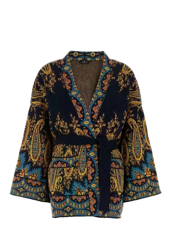 Etro Paisley-patterned Belted Cape - Black