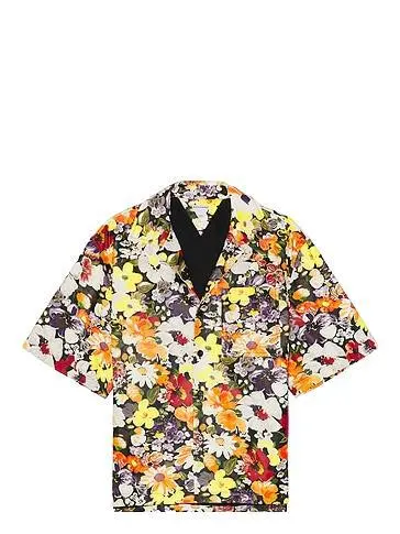 Bottega Veneta Floral Printed Leather Short Sleeve Shirt - Multicolor