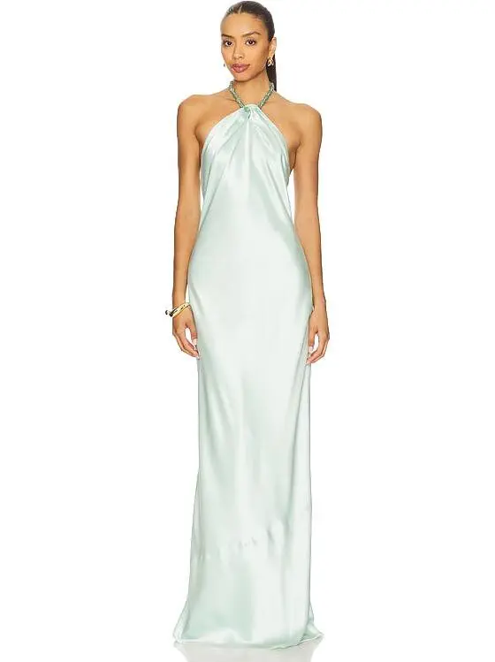 Retrofete Anat Beaded Halterneck Dress - Blue