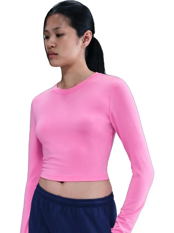 Nike Sportswear Chill Knit Slim Long-sleeve Cropped Top - Pink