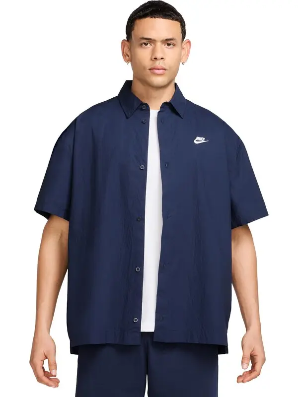 Nike Club Short-sleeve Button-up Shirt - Blue