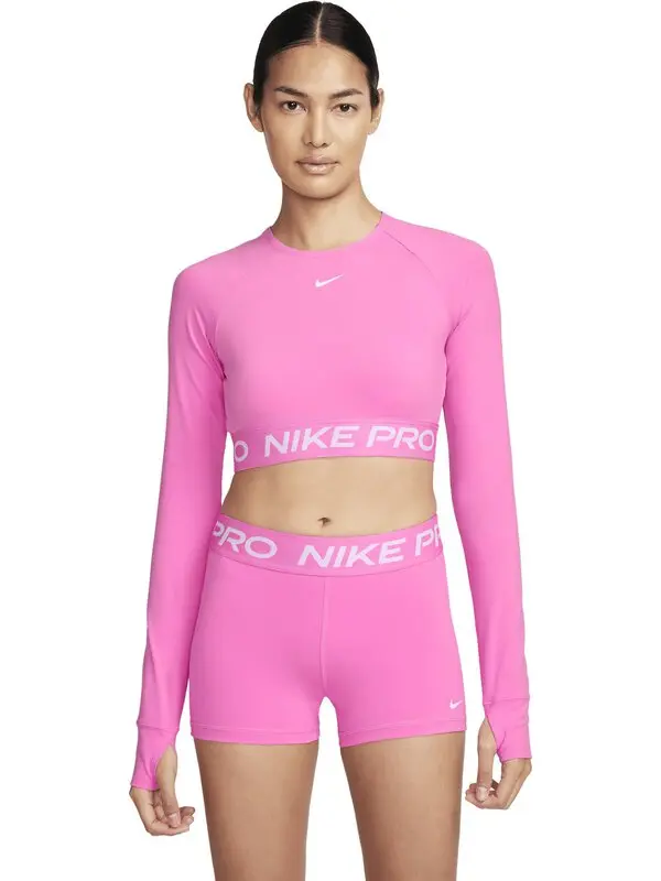 Nike Pro Dri-fit Cropped Long-sleeve Top - Red