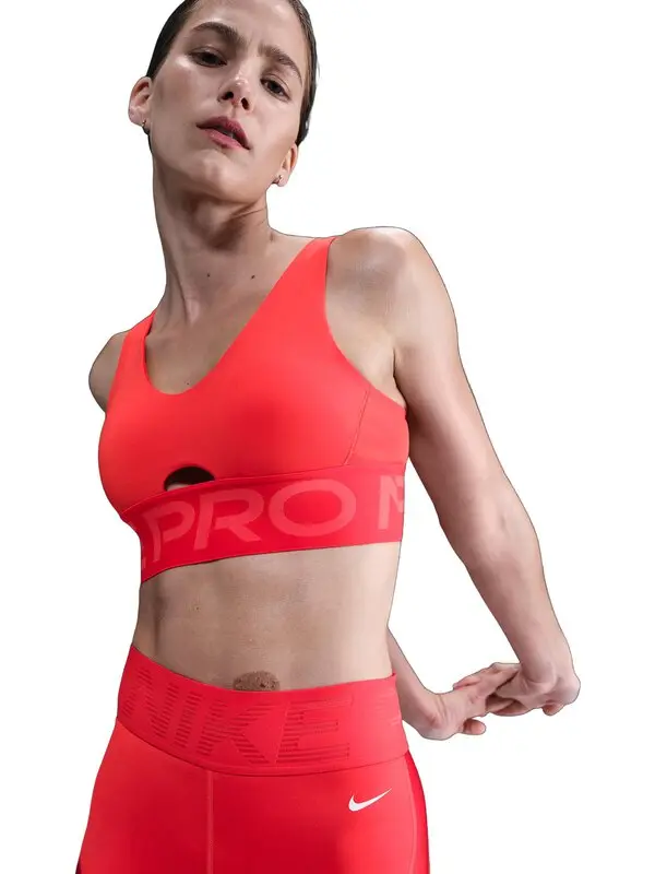 Nike Pro Indy Plunge Medium-support Padded Sports Bra - Red